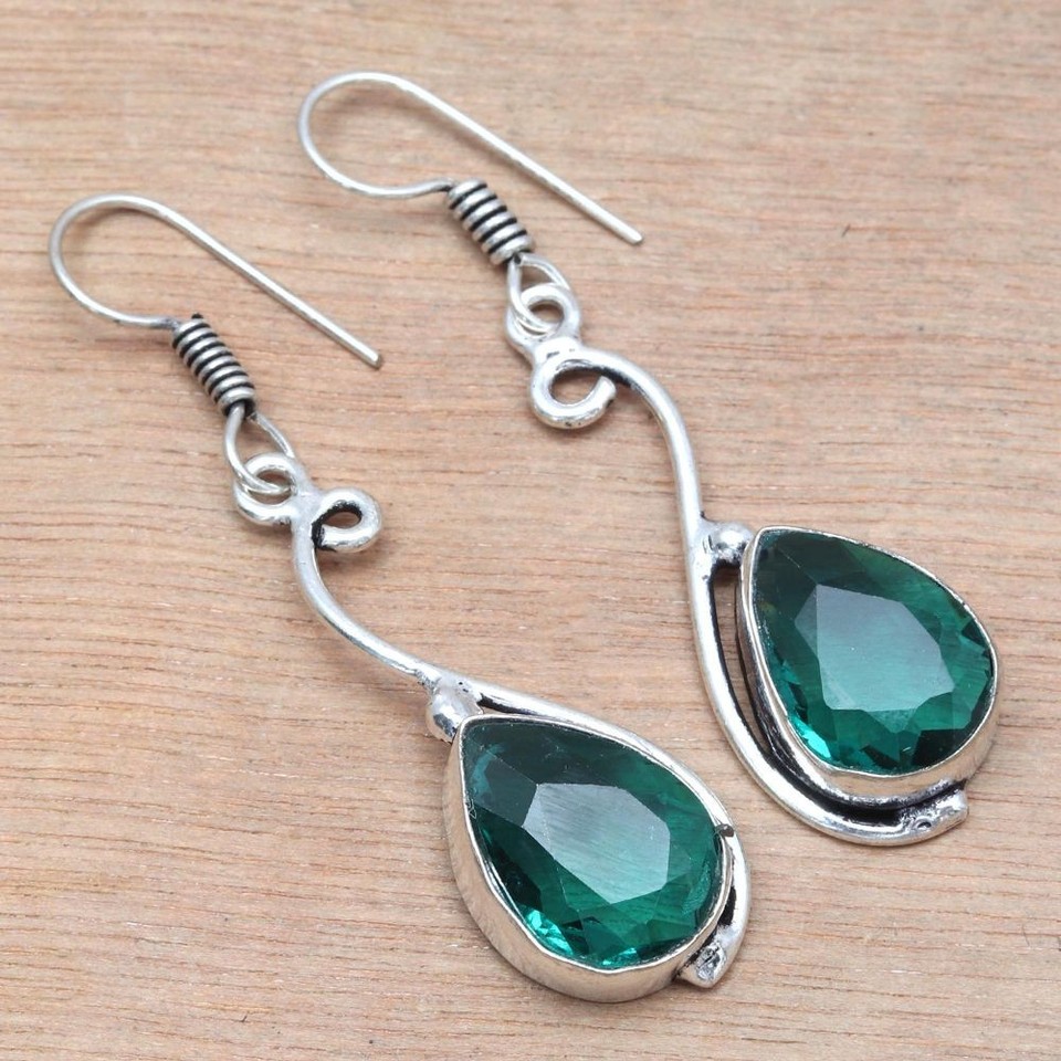Chrome Diopside Gemstone Handmade Gift For Her Silver Jewelry Earrings ...
