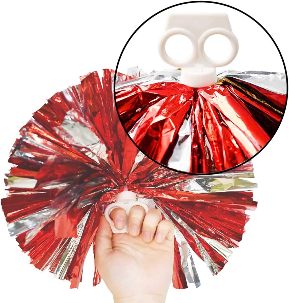 TTSAM 4 Pack (2 Pair) Metallic Foil Cheerleader Pom Poms & Plastic Ring ...