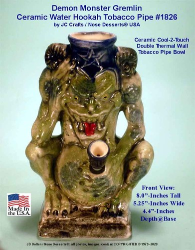 Vintage Demon Monster Gremlin Ceramic Glass Rumph Water Hookah Bong ...