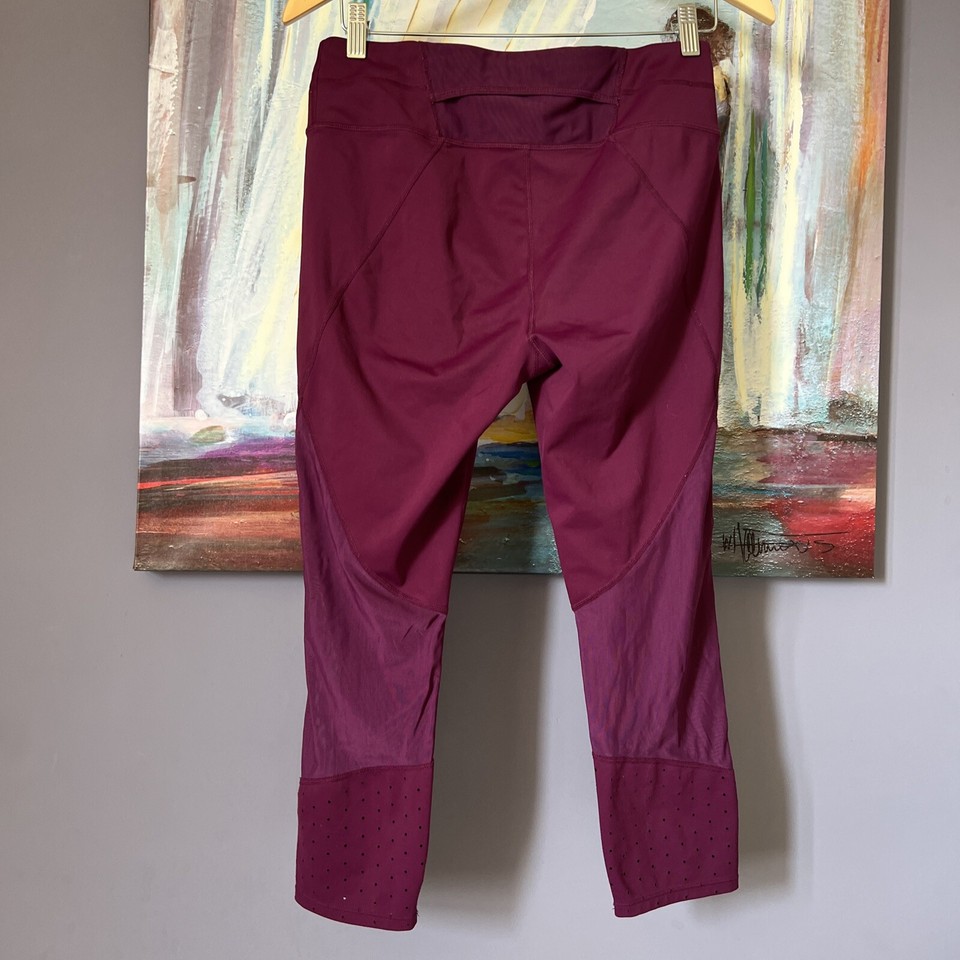 Athleta Women's Size M Leggings Maroon Mesh Cropped | eBay