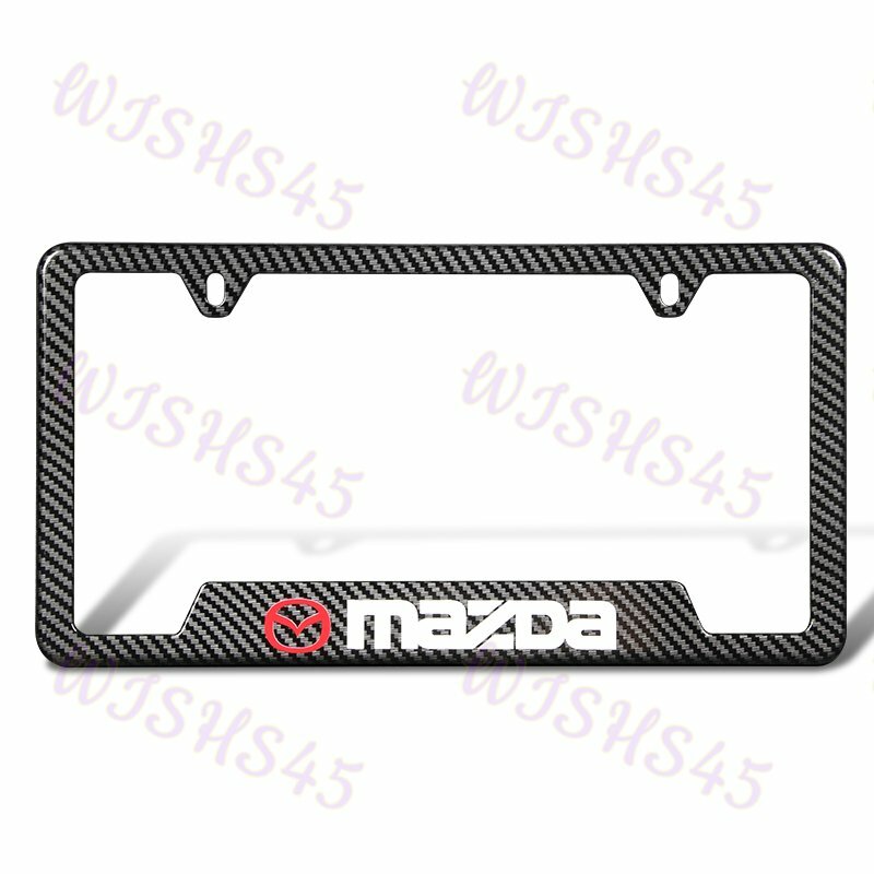 New For MAZDA Carbon Fiber Look License Plate Frame Laser Style Logo ...