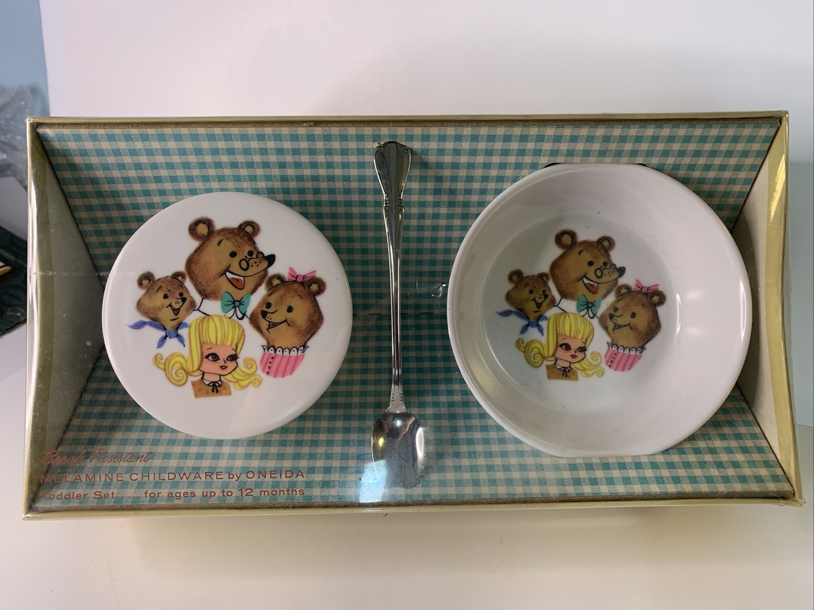 MELAMINE CHILDWARE BY ONEIDA Toddler Set Goldilocks & the THREE BEARS ...