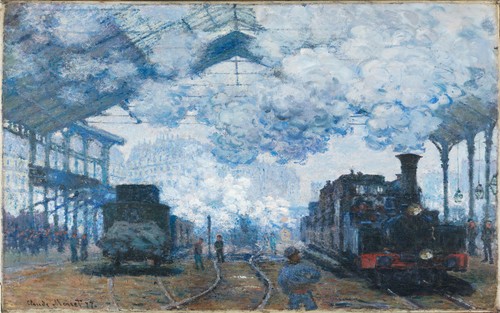 claude monet vintage painting art print steam train artwork canvas ...