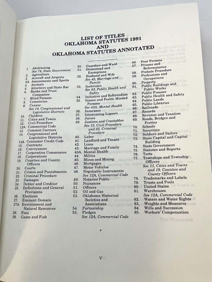 Oklahoma Constitution Volume I Title 1-58 Statutes 1995 Supplement ...