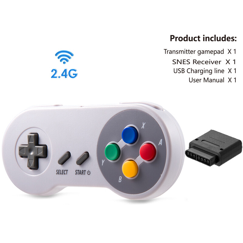 2x Wireless SNES Controller Remote Gamepad For Original Super SNES ...