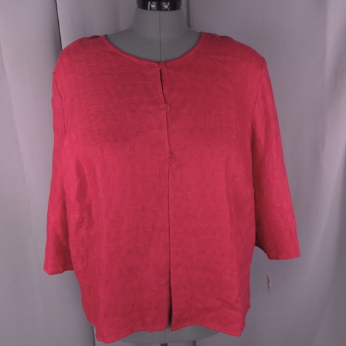 Talbots Top Womens Plus 20W Raspberry Linen Split Front Lightweight ...