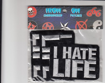 3 ECUSSONS / PATCH IRON ON 666 - I HATE LIFE | eBay