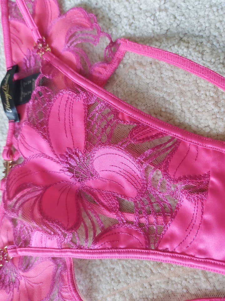 HONEY BIRDETTE ALLIE HOT PINK FLORAL EMBROIDERY OPEN BACK BRIEF S SMALL ...