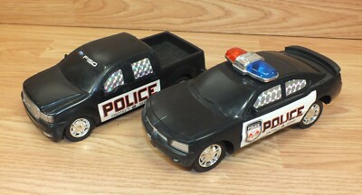Lot of 2 Black Plastic Toy Law Enforcement Police Truck & Car Toys ...
