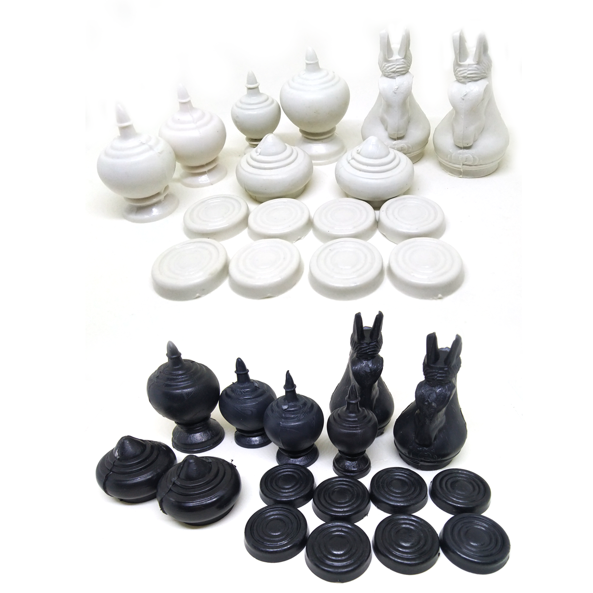 Thai Chess + Paper Board Makruk Vintage Plastic Traditional Game (Black ...