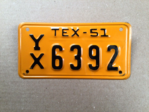 VINTAGE 1951 TEXAS MOTORCYCLE LICENSE PLATE NICE ORIGINAL NEVER MOUNTED ...