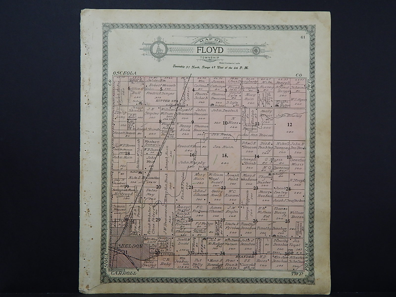 Iowa, O'Brien County, 1911 Plat Map, Floyd Township J20#05 | eBay