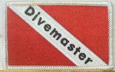 SCUBA Flag Embroidered Iron-On Patch Divemaster Emblem White Border | eBay