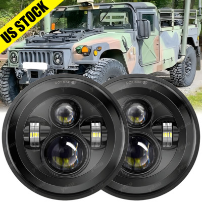 2PC For Humvee M998 M923 M35a2 Truck 7'' INCH LED HALO Headlights HI/LO ...