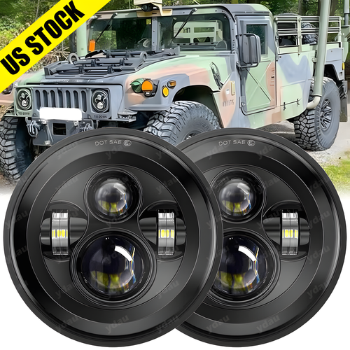 2PC For Humvee M998 M923 M35a2 Truck 7'' INCH LED HALO Headlights HI/LO ...