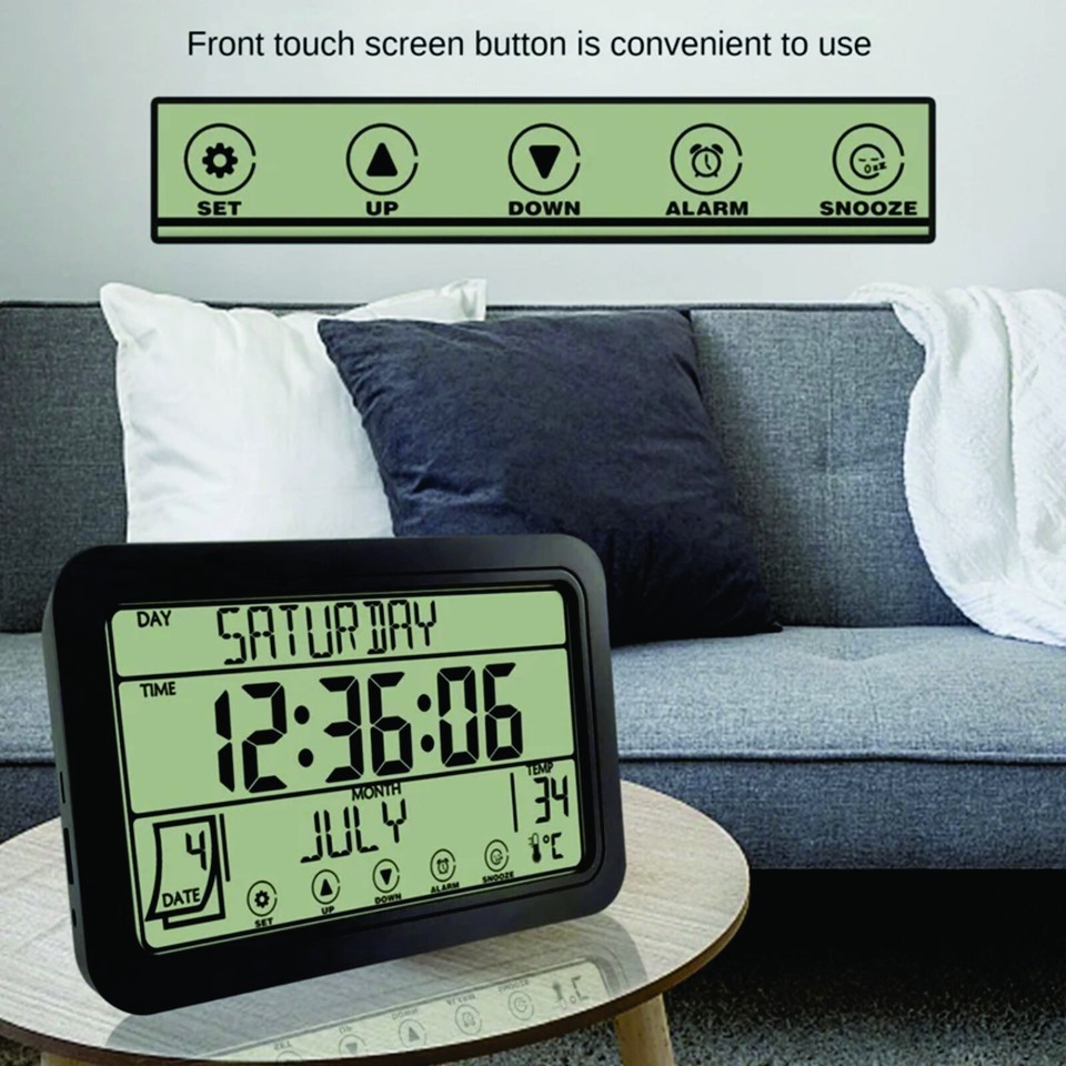 Touch Screen Large LED Digital Wall Alarm Clock multi power usage | eBay
