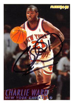 Charlie Ward autographed Basketball Card (New York Knicks) 1995 Fleer ...