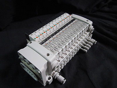 SMC 12-PORT MANIFOLD Solenoid valve block 12 position harvested off ...