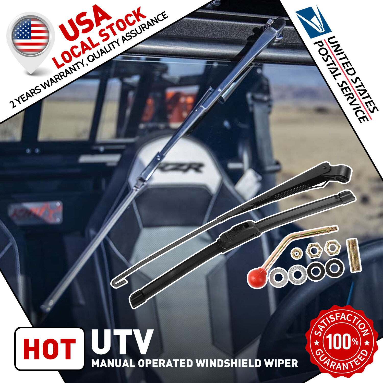 UTV Manual Hand Operated Windshield Wiper for KUBOTA Golf Cart UXV Can ...