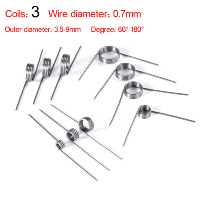 0.7mm Torsion Spring 3 Turns ( Coils ) 60°/90°/120°/180° Outer Dia. 3 ...