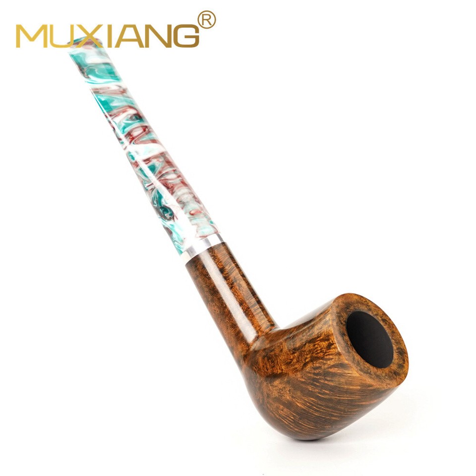 Briar Wooden Tobacco Pipe Billiard Straight Colorful Stem Handmade ...