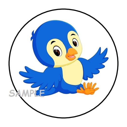 30 CUTE BLUE BIRD ENVELOPE SEALS LABELS STICKERS 1.5" ROUND GIFTS ...