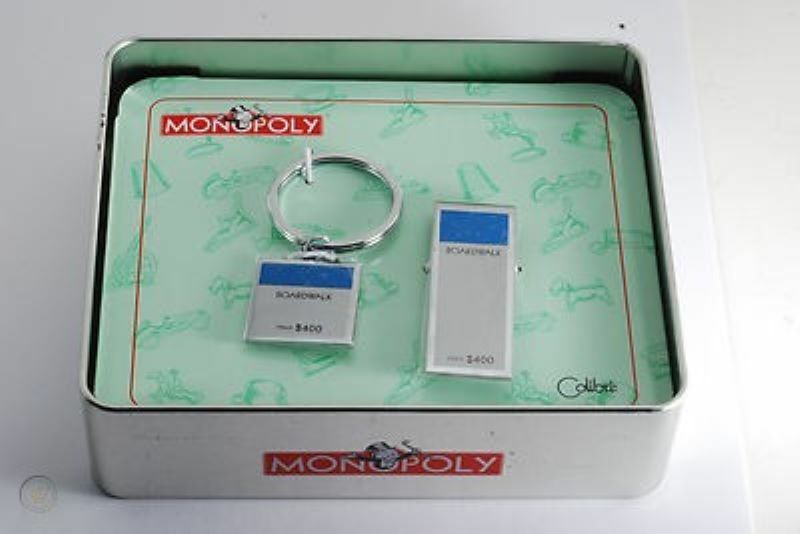 COLIBRI MONOPOLY MONEY CLIP KEY RING SET boardwalk STAINLESS STEEL NIB ...