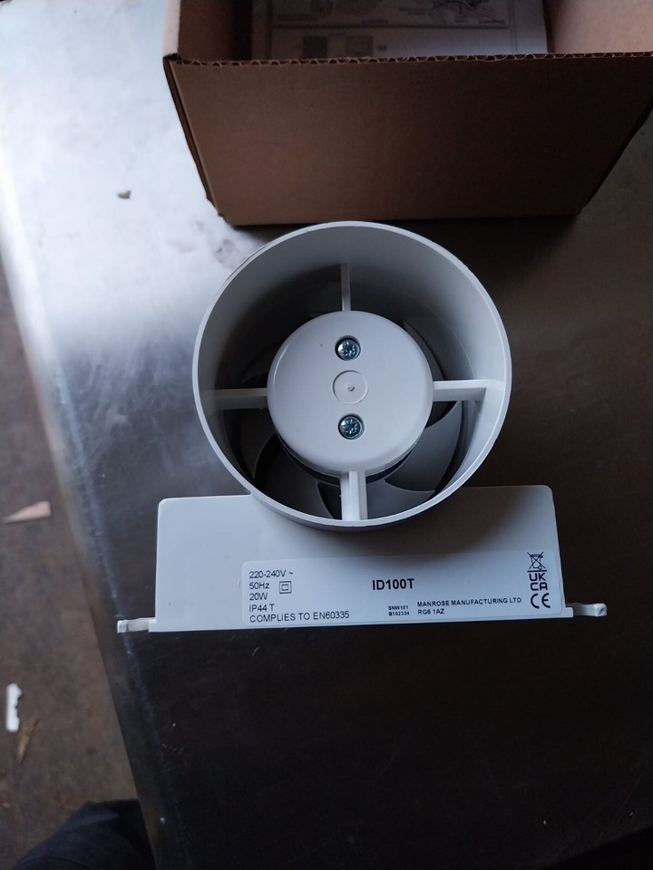 Manrose ID100T Shower In-Line Duct Extractor Fan 100mm (Timer Model) | eBay