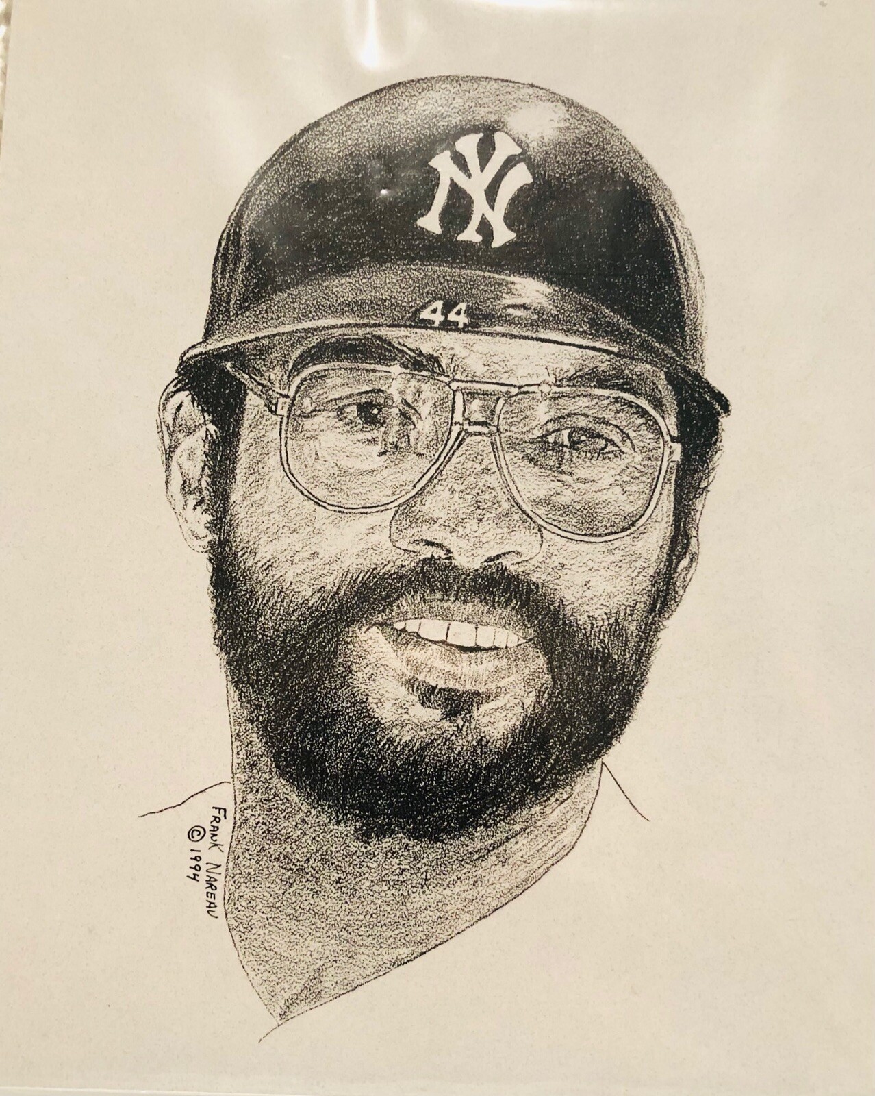 Reggie Jackson Pencel Drawing by Frank Nareau 1994 | eBay