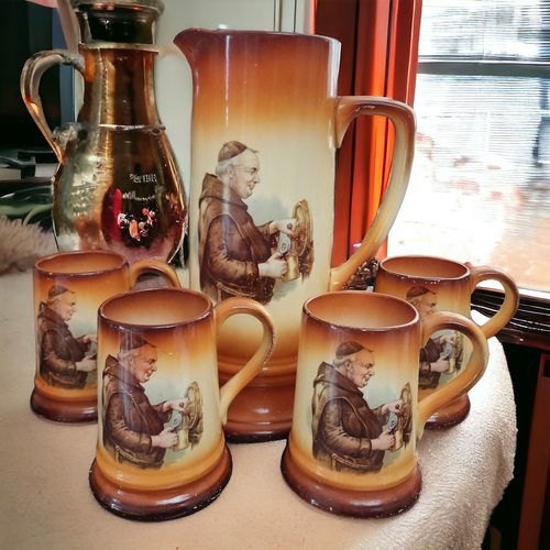 Warwick Brown Fade To Cream Monks Pitcher & 5 Mugs | eBay