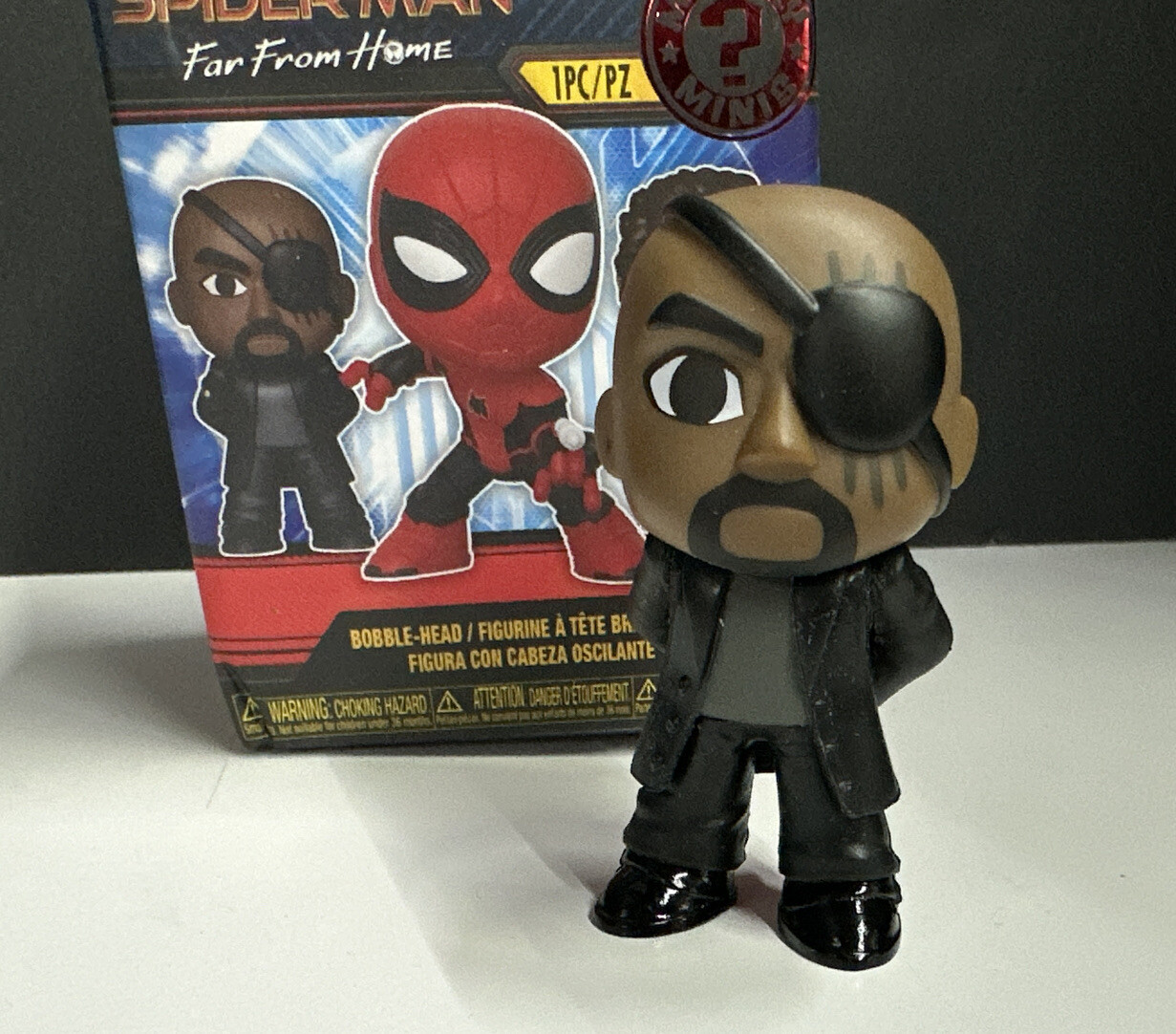 Funko Mystery Mini Spider-Man Far From Home "Nick Fury" 1/6 Bobblehead ...