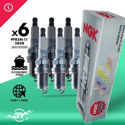 6PC NGK 5838 Laser Platinum Pre-Gapped Spark Plugs PFR5N-11/5838 JAPAN ...