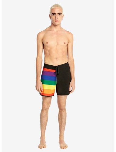 Hot Topic Exclusive Men's Black Rainbow Swim Trunks Size 32 | eBay
