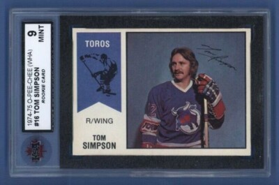 1974-75 OPC WHA #16 TOM SIMPSON (rc) KSA 9 MINT Toronto Toros ROOKIE ...