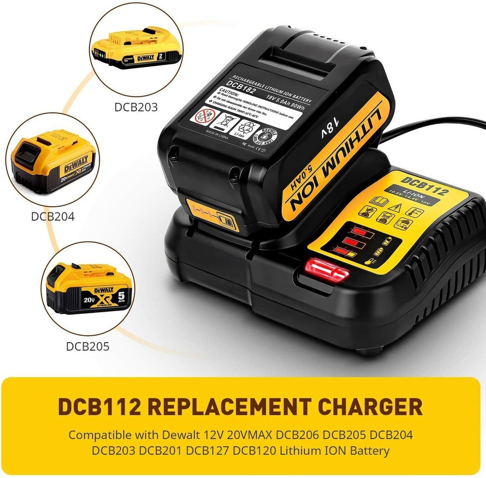 Charger For Dewalt 12V & 18V Max Li-ion Battery replaces DCB100 ...