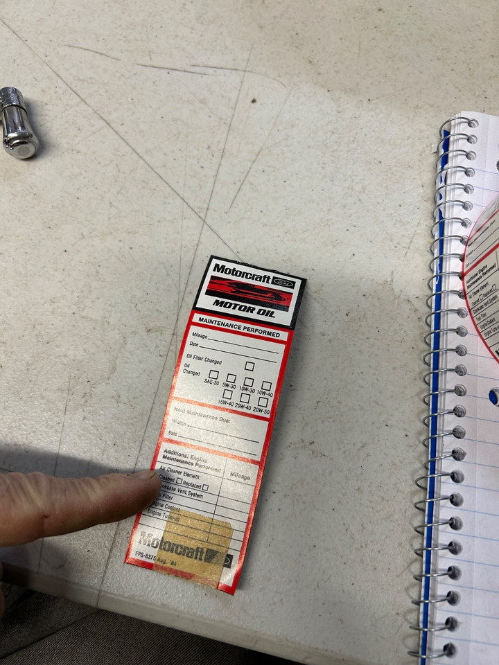 Vintage Ford Motorcraft Oil Change Maintenance Stickers FROM THE ROLL ...