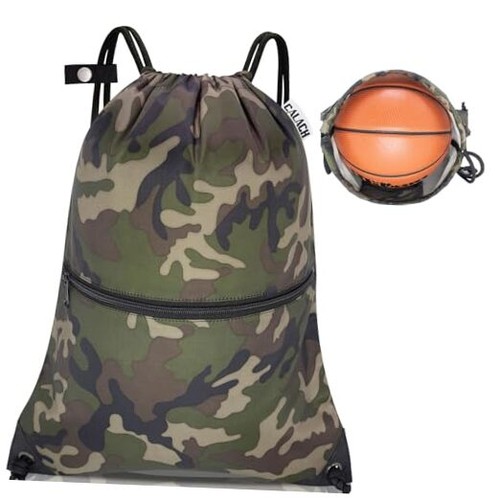 draw string back bag, Large Gym Sports Green Camo Drawstring With Front ...