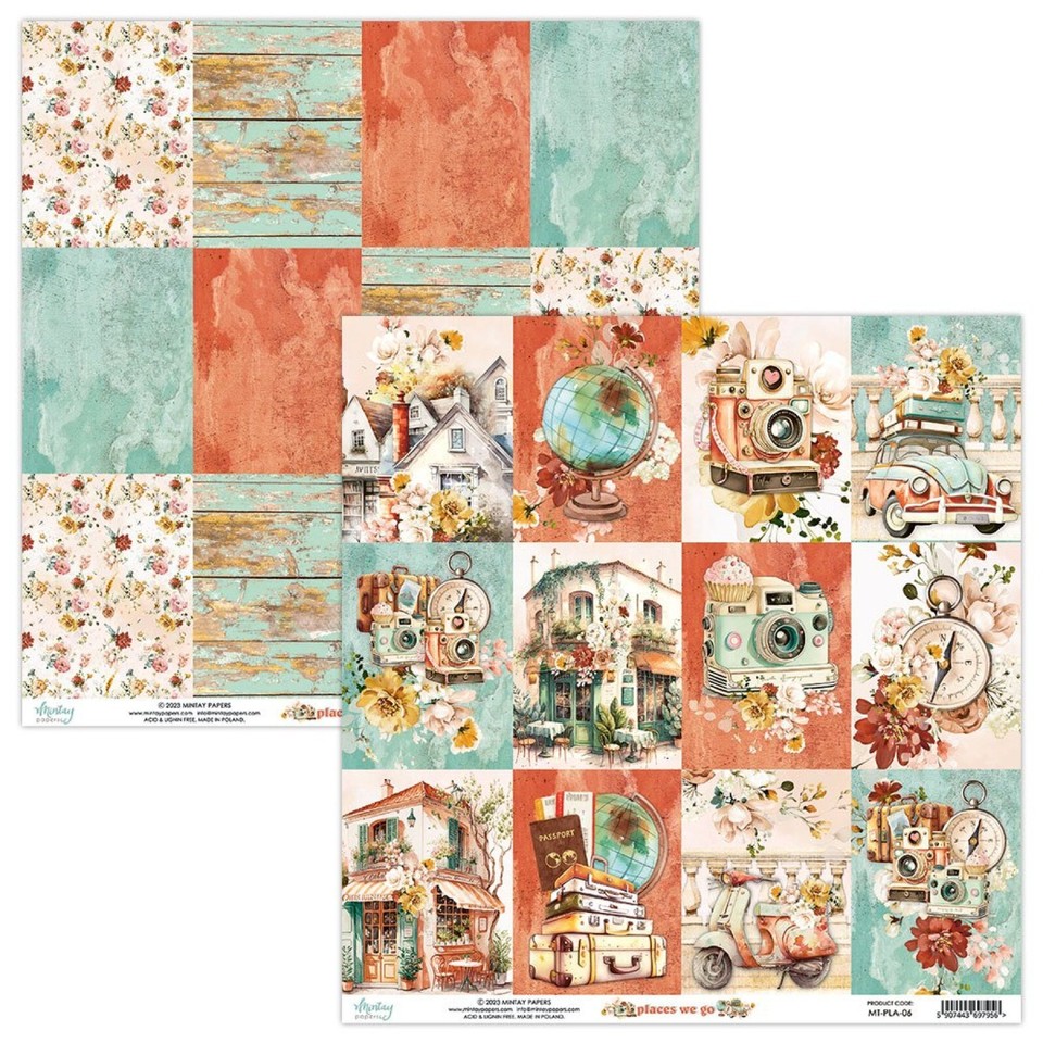 Mintay Places We Go 6" x"6 Paper Pad Double Sided Scrapbook Travel ...