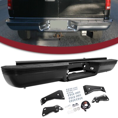 Black Rear Bumper For 1988-2000 Chevrolet C1500 C2500 K1500 K2500 ...