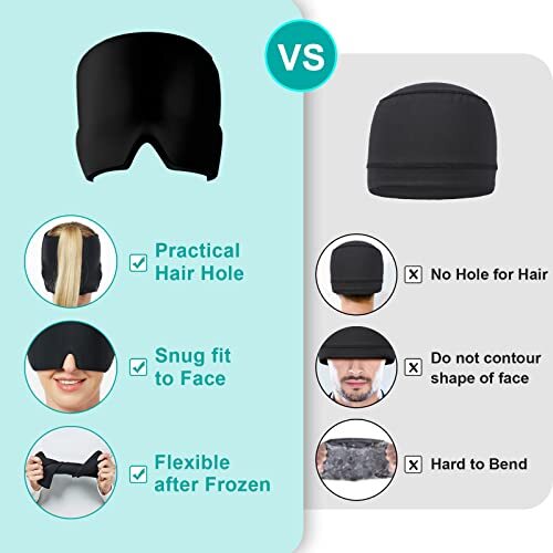 Migraine Headache Relief Ice Hat Flexible Gel Cold Compress Cap for ...