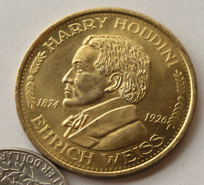 Harry Houdini magician coin token medal The great escaper.1874 1926 ...