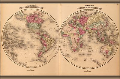 Poster, Many Sizes; Johnsons World Map 1862 | eBay