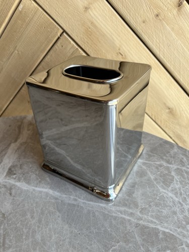 Pottery Barn Chrome Finish Square Tissue Box Cover Silver Metal | eBay