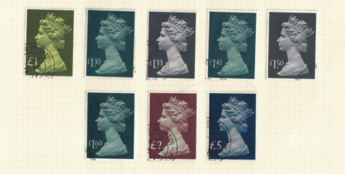 GB stamps - 1977 - high value QE - machin issues - fine used on album ...