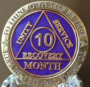 10 Month AA Medallion Reflex Purple Gold Plated Sobriety Chip Coin | eBay