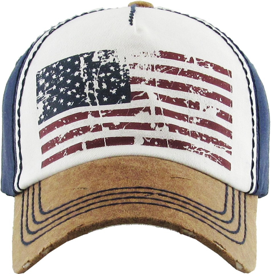 America USA Flag Vintage Distressed Hat Baseball Cap Washed Adjustable ...