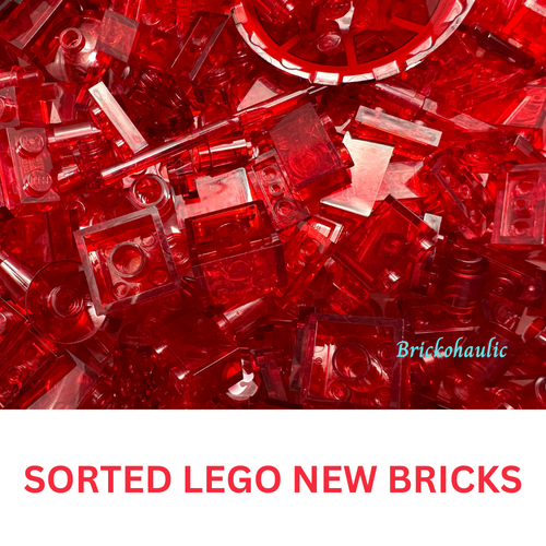 Lego Trans-Red Color Sorted Bricks Plates Parts Bulk Assorted Lot NEW ...