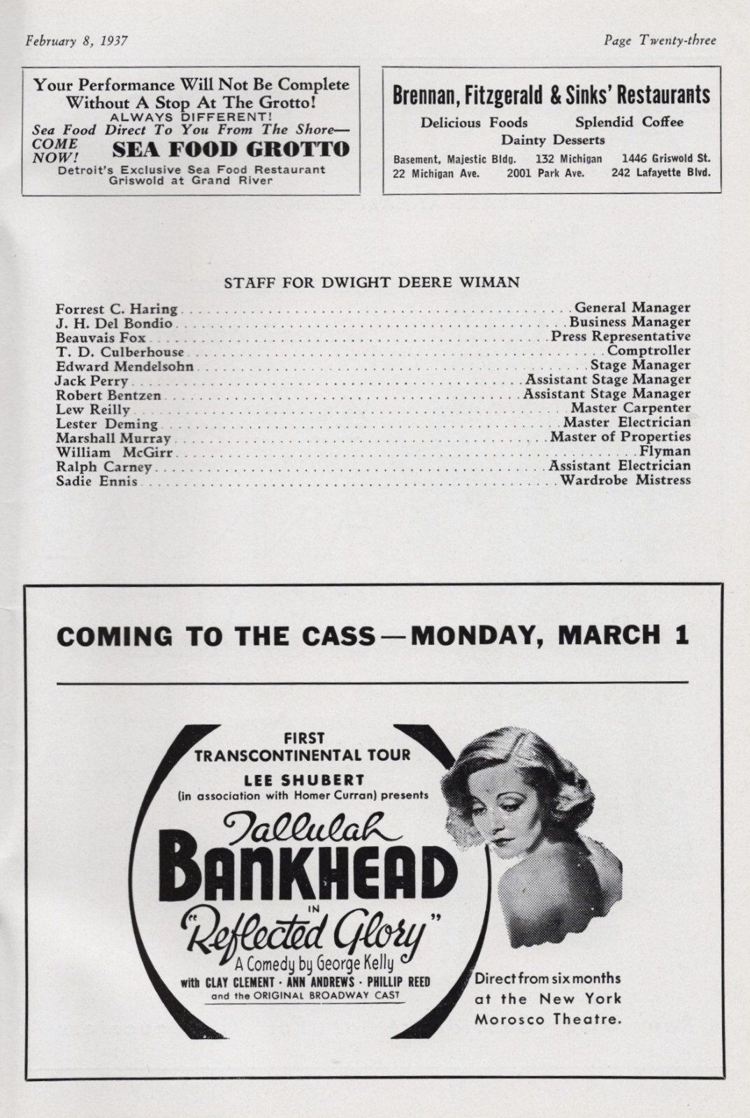 Rodgers and Hart "ON YOUR TOES" Ray Bolger / Luella Gear 1937 Detroit ...