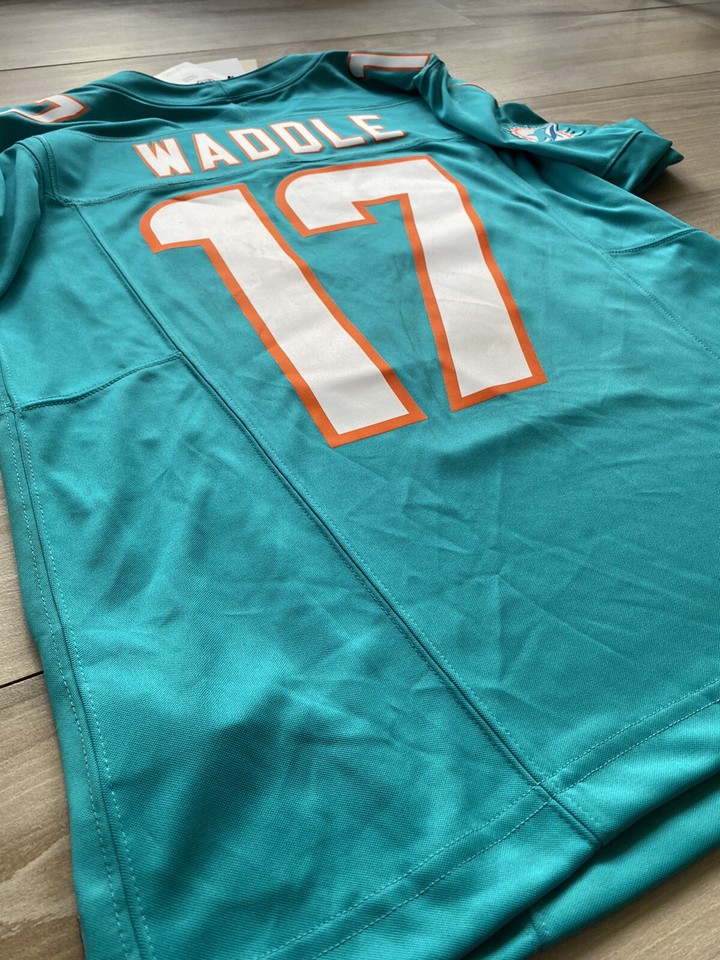 Miami Dolphins Jaylen Waddle Nike Aqua Official NFL Vapor Limited ...
