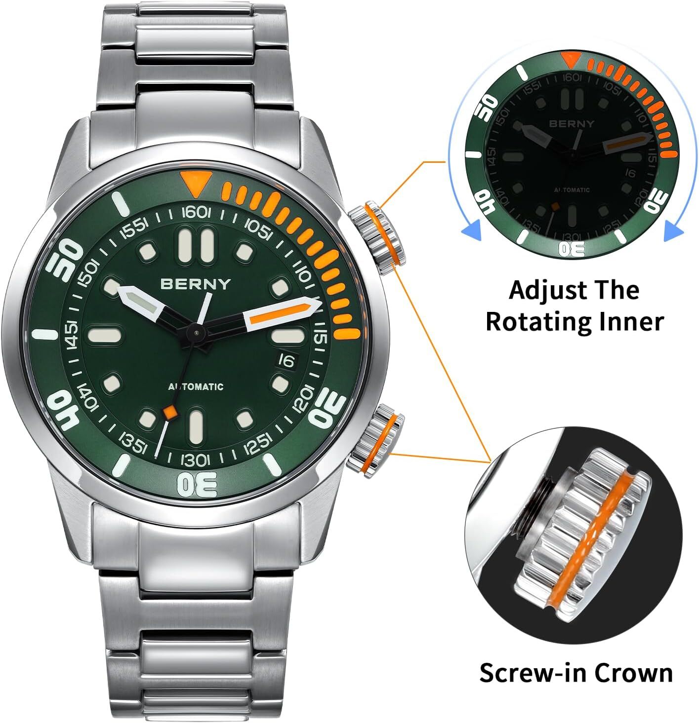 BERNY Watch Automatic Compressor Diver V3-AM339MS Men's Green | eBay